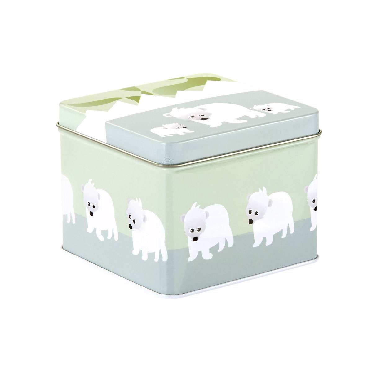 Liten Blafre matboks i metall med isbjørn, grønn - DressMyKid AS